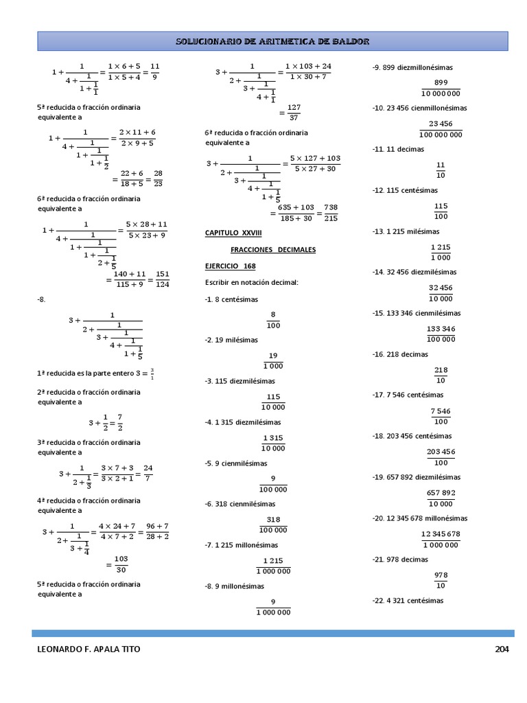 Solucionario Completo de Aritmetica de Baldor (Por Leonardo F. Apala T ...