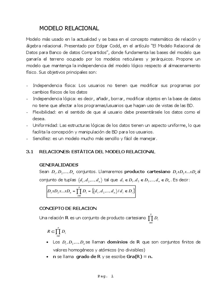 Modelo Relacional PDF | PDF | Modelo relacional | Bases de datos