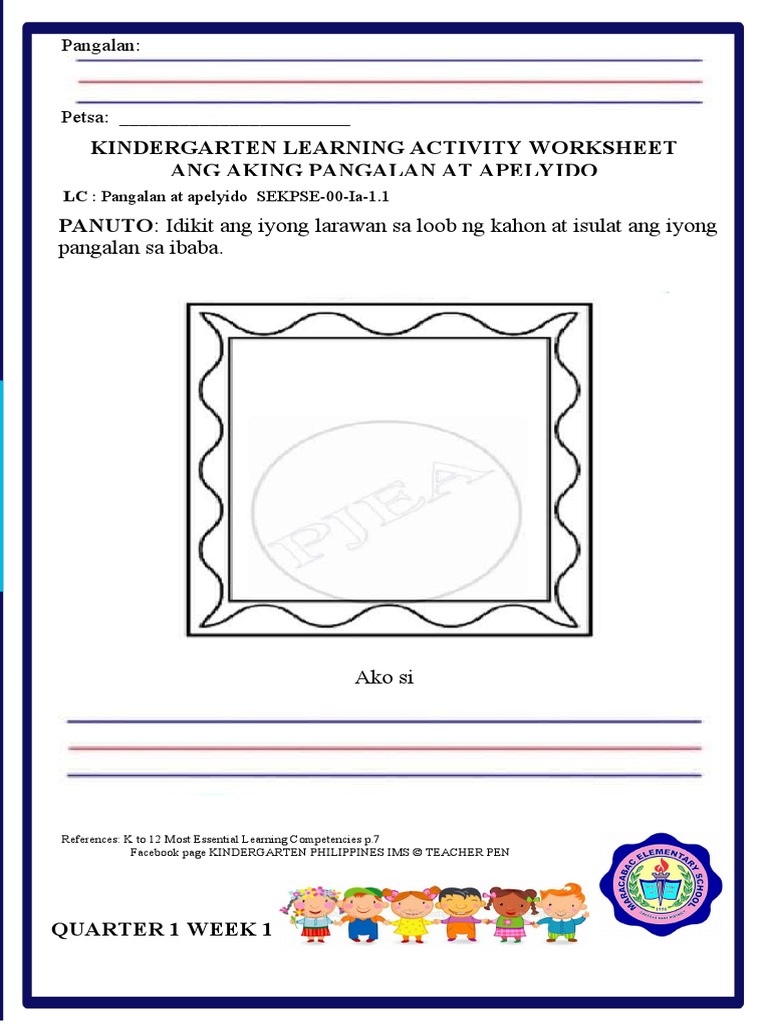Kinder Worksheets Melc Based Week 1 | PDF | Career & Growth | Language ...