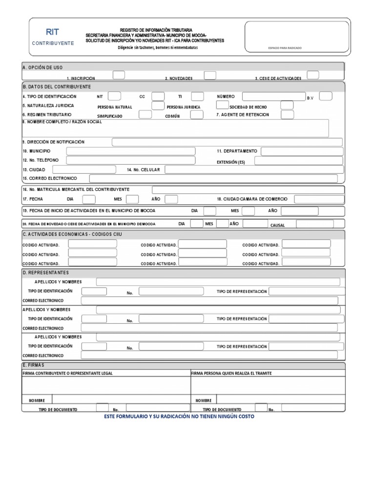 Formulario - Rit Municipal | PDF | Business