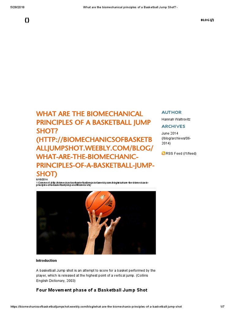 What Are The Biomechanical Principles of A Basketball Jump Shot | PDF ...