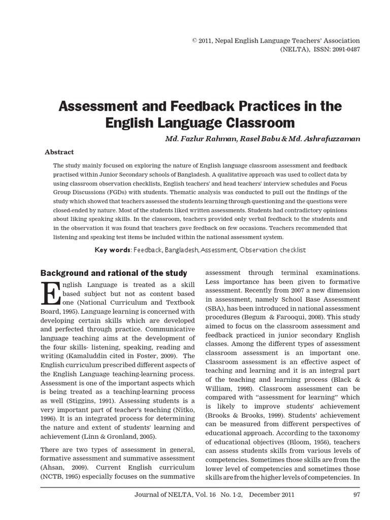 Assessment and Feedback Practices in The PDF | PDF | Educational ... Assessment and Feedback Practices in The PDF | PDF | Educational ...
