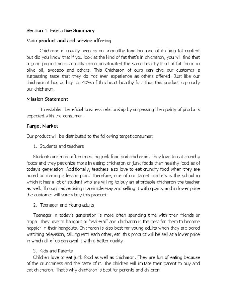 Business Plan Entrep.1 | Download Free PDF | Eating Behaviors Of Humans ...
