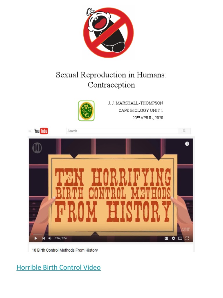 Sexual Reproduction in Humans: Contraception: J. J. Marshall-Thompson ...