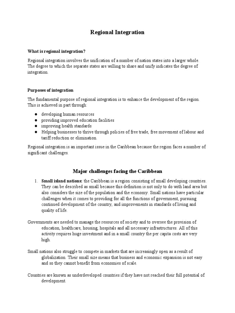 Challenges and Benefits of Regional Integration | PDF | Business ...