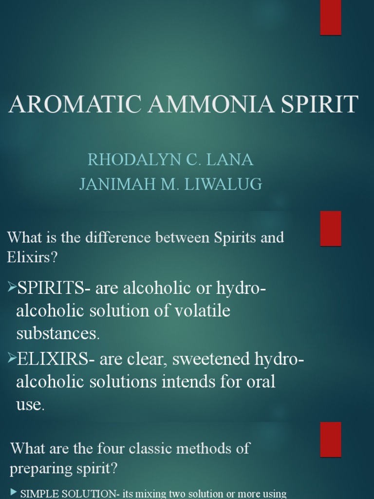 Preparing Aromatic Ammonia Spirit: A Guide to its Ingredients, Method ...