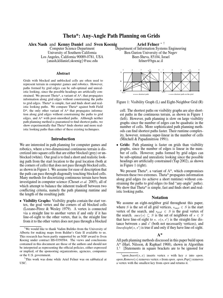 Theta - Any-Angle Path Planning On Grids PDF | PDF | Angle | Vertex (Graph Theory)