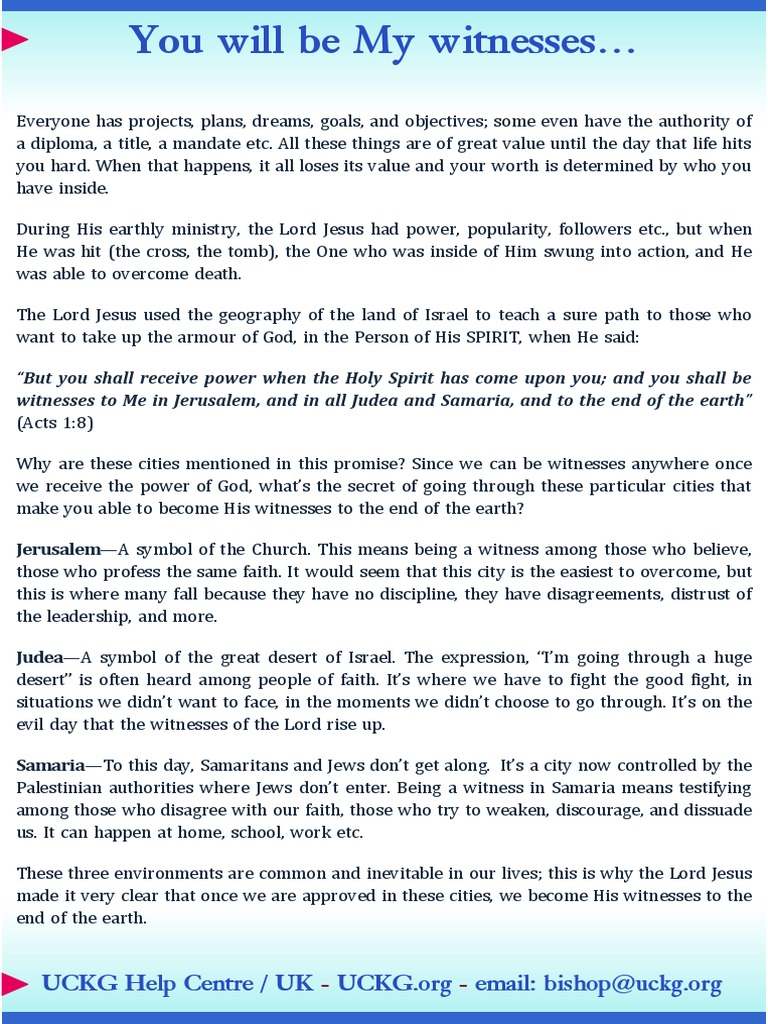 You Will Be My Witnesses | PDF | Samaria | Acts Of The Apostles
