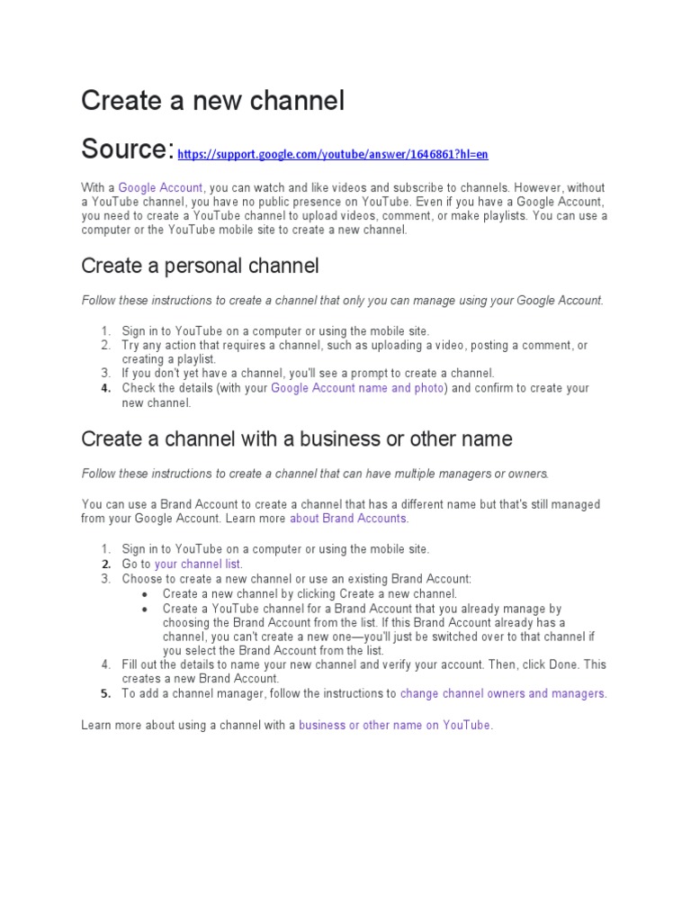 Create A New Channel Source | PDF
