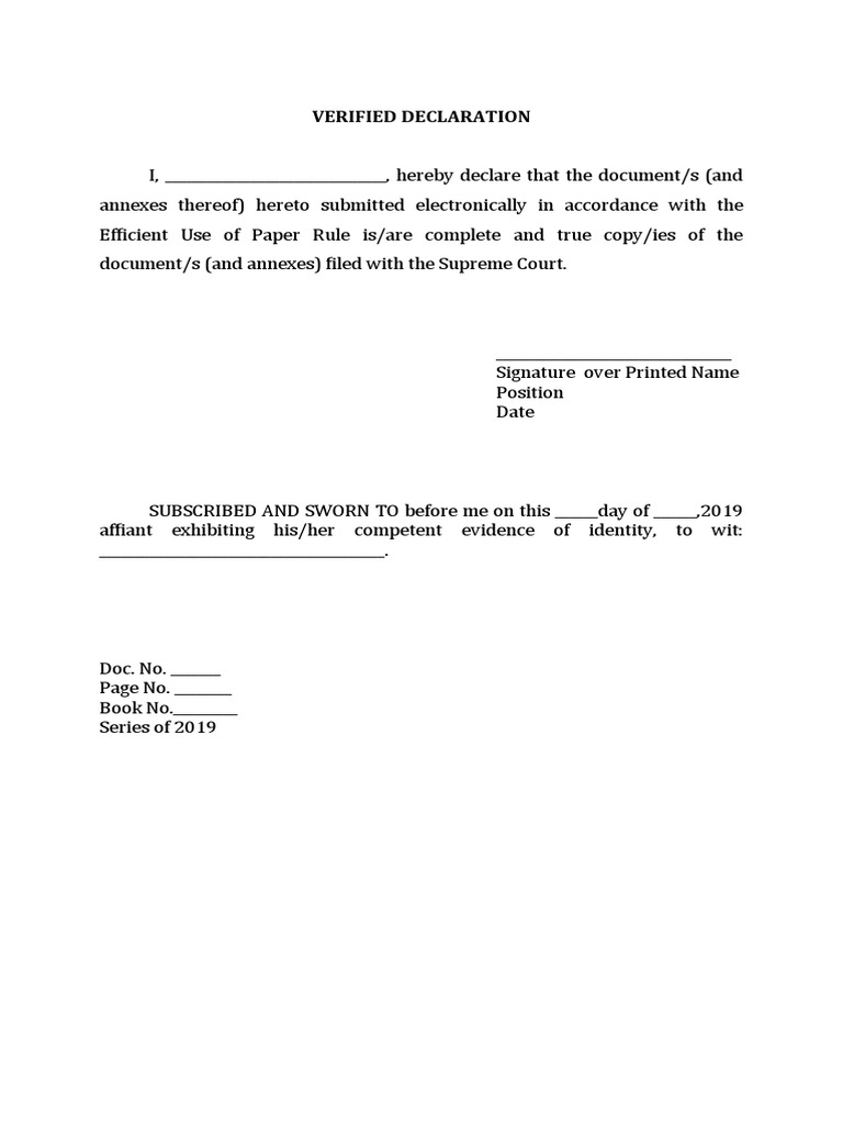 Verified Declaration | PDF