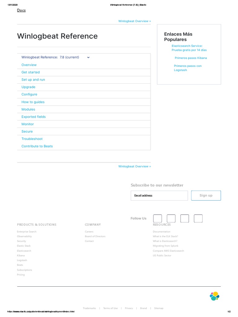 Winlogbeat Reference (7.8) - Elastic | PDF | Free Software | Online ...