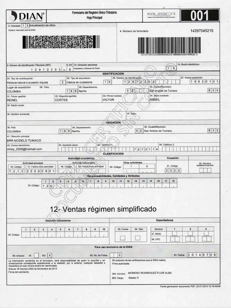 Cedula y Rut Victor | PDF