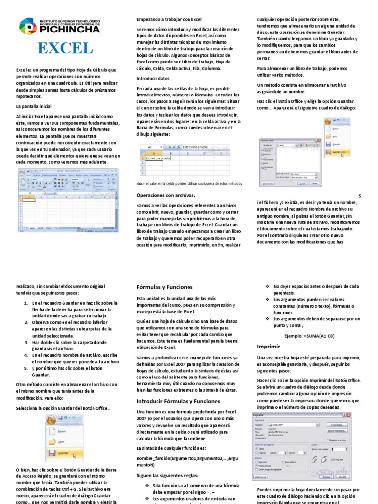 Triptico EXCEL | PDF | Microsoft Excel | Hoja de cálculo