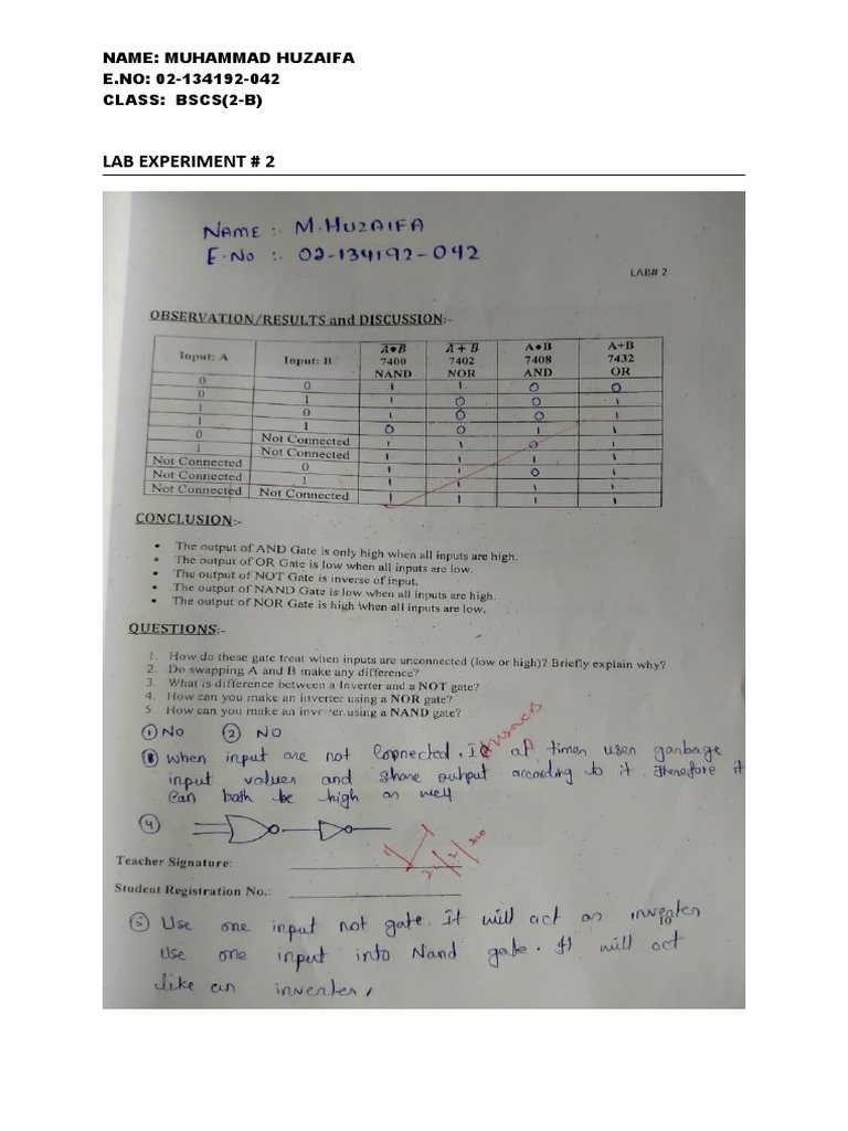 Lab Experiment # 2: Name: Muhammad Huzaifa E.NO: 02-134192-042 Class: Bscs (2-B) | PDF ...
