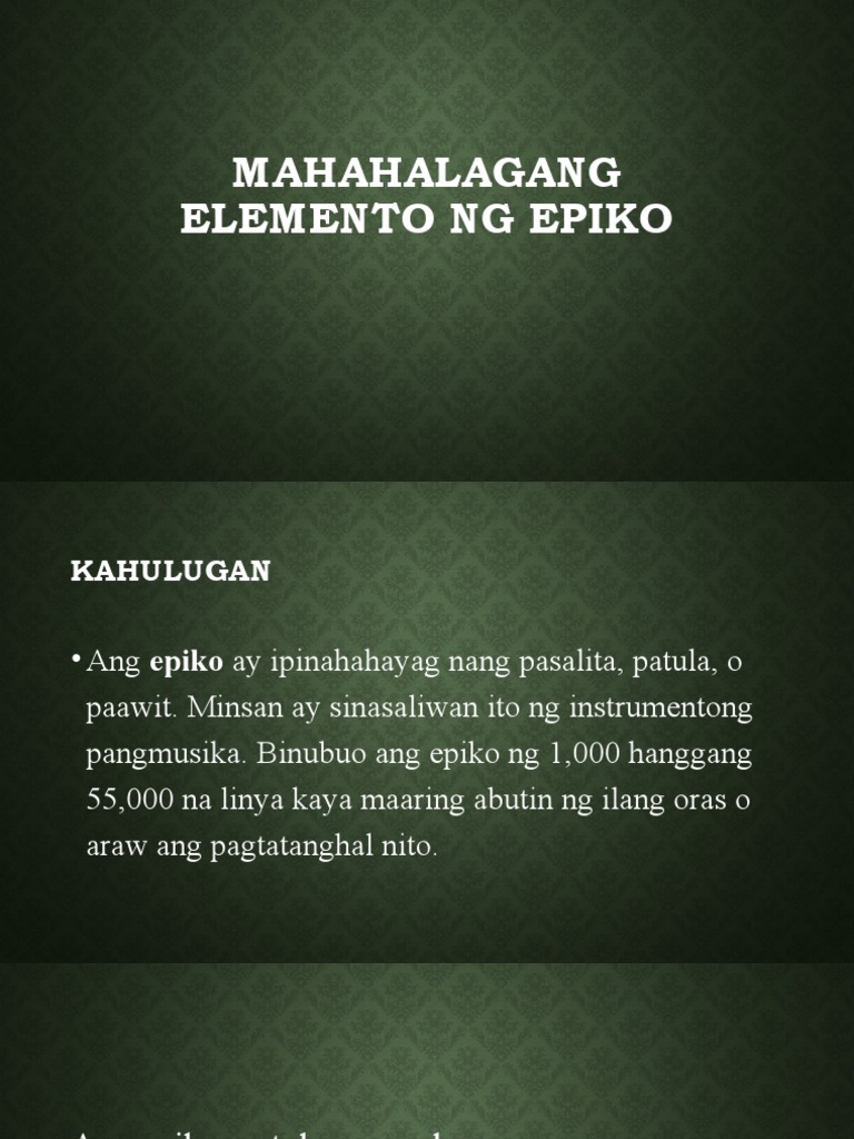 Mahahalagang Elemento NG Epiko | PDF