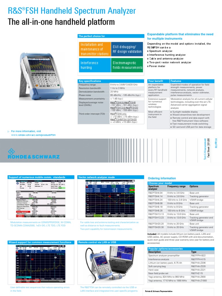 The All-In-One Handheld Platform: R&S®FSH Handheld Spectrum Analyzer ...