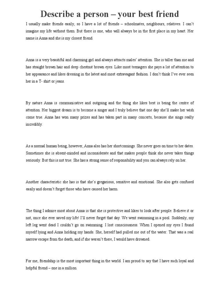 Describe A Person - Your Best Friend | PDF