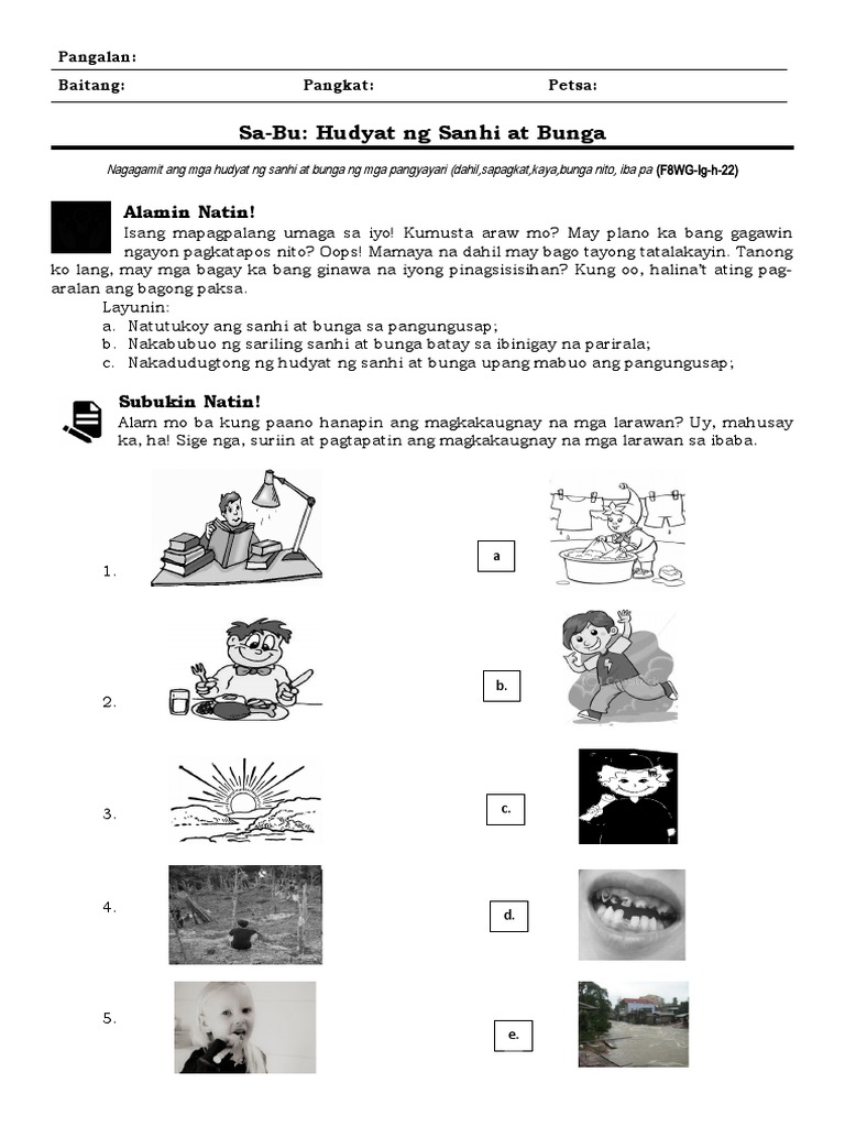 Activity Sheet Sanhi at Bunga | PDF