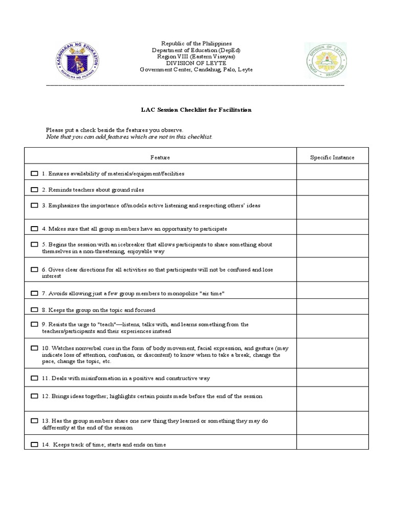 3b - LAC Facilitation Checklist | PDF