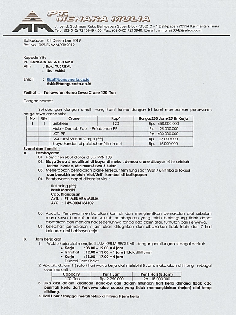 Quo Mobile Crane 120 T BALIKPAPAN Rev | PDF