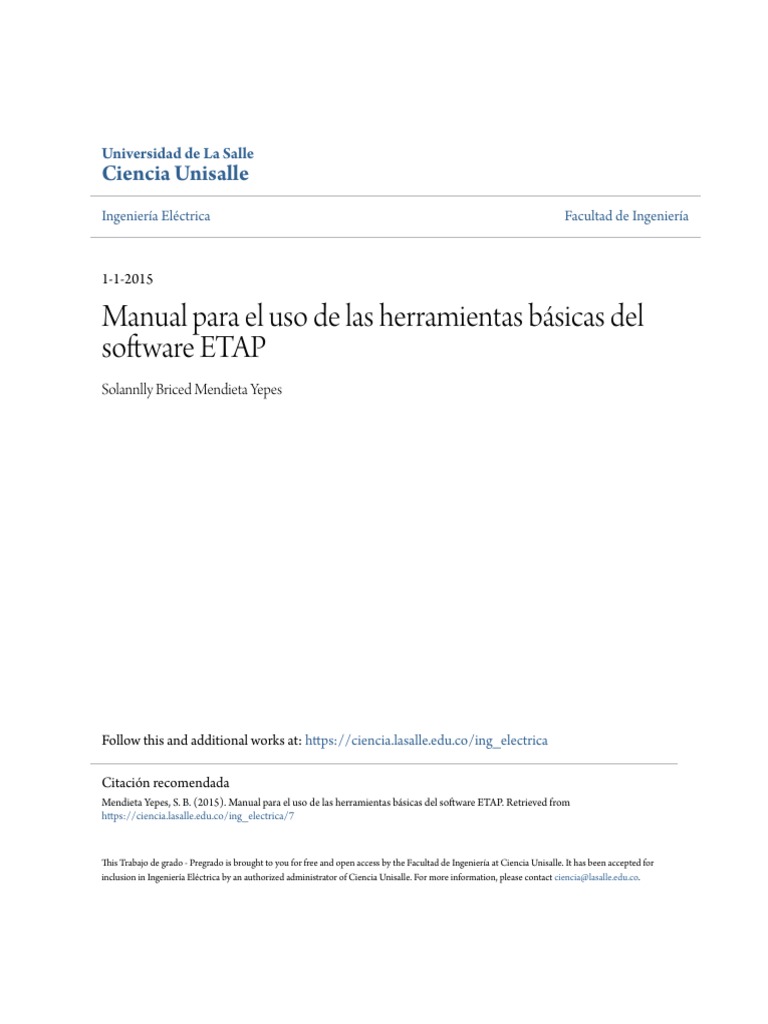 Manual para El Uso de Las Herramientas Básicas Del Software ETAP PDF | PDF | Energia electrica ...