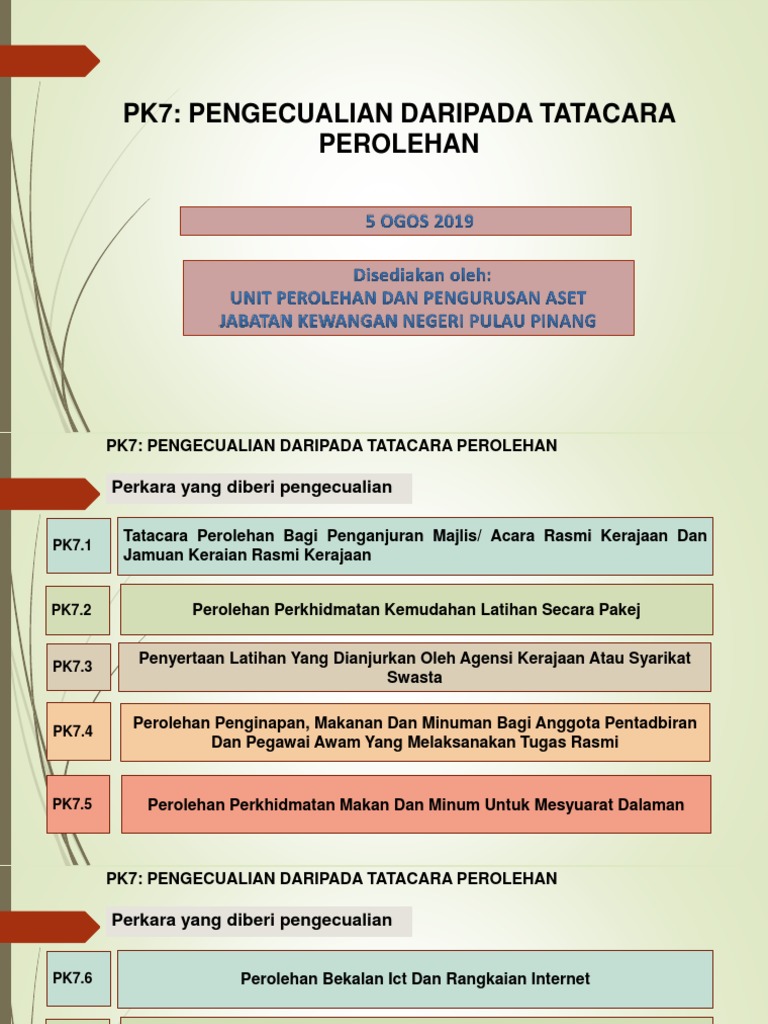 PK 7 Pengecualian Tatacara Perolehan PDF | PDF