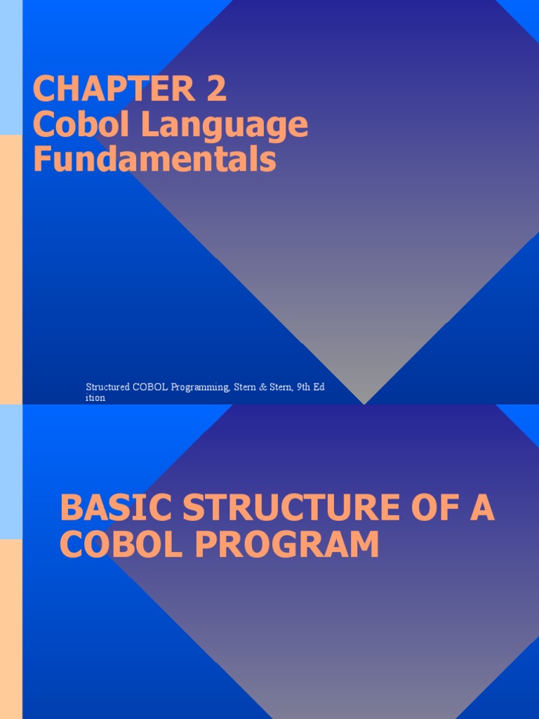 Cobol Language Fundamentals: Structured COBOL Programming, Stern & Stern, 9th Ed Ition ...