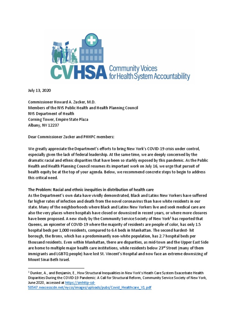 Community Voices For Health System Accountability Letter | Download ...