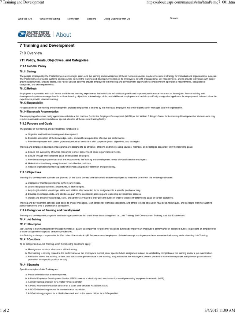 7 Training and Development | PDF | United States Postal Service | Goal