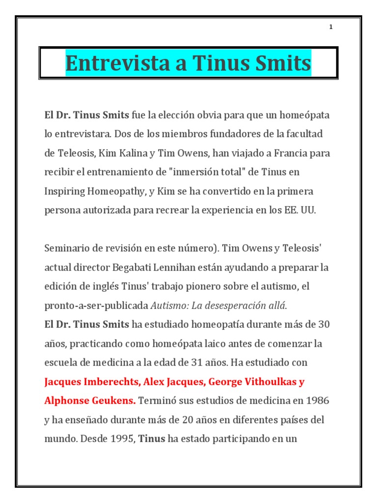 Bebabati Lenihan Entrevista A Tinus Smits | PDF | Espectro autista ...