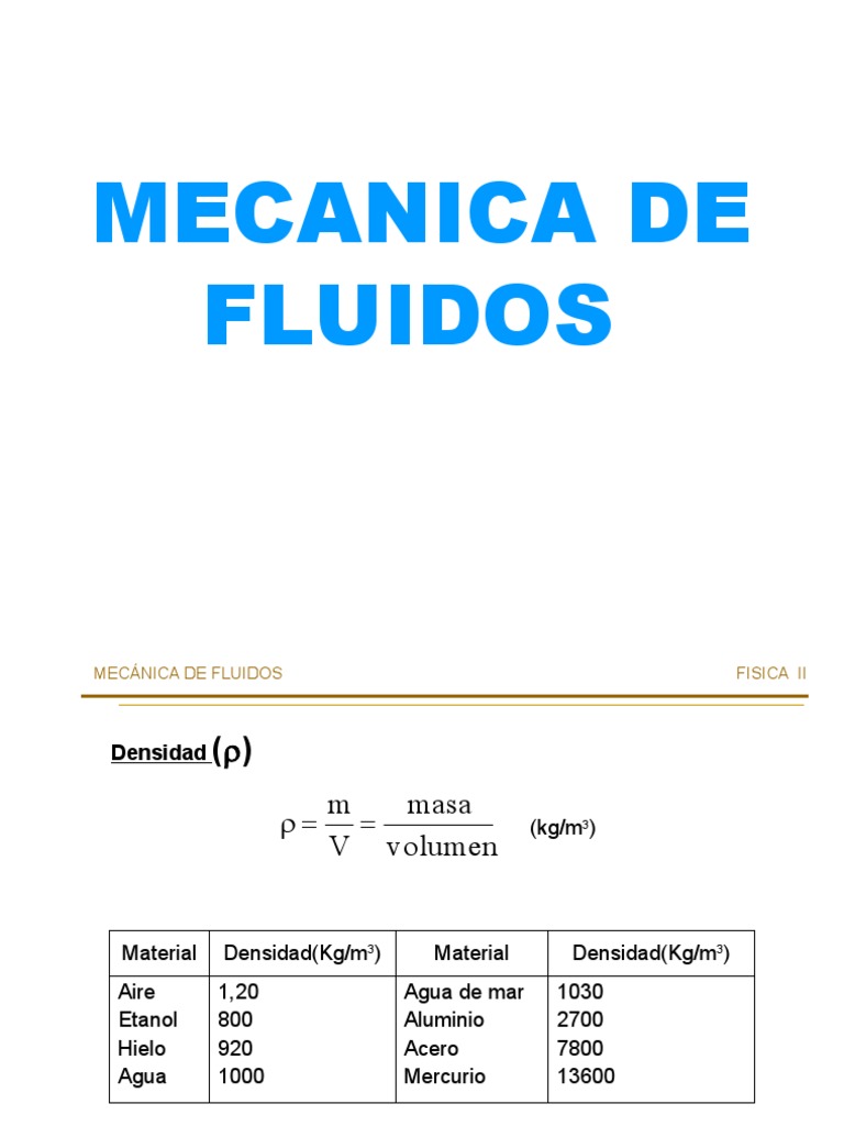 Mecanica de Fluidos (2016) | PDF | Presión | Densidad