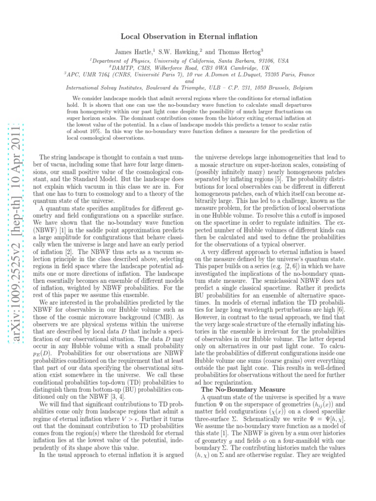 Local Observation in Eternal Inflation | PDF | Inflation (Cosmology ...