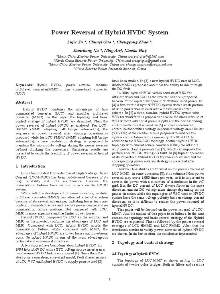 Power Reversal of Hybrid HVDC System: Lujie Yu, Chunyi Guo, Chengyong ...