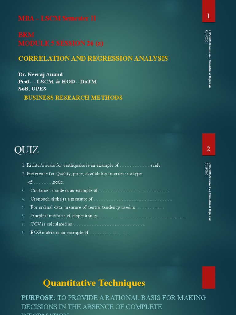 26 - Correlation and Regression Analysis | PDF | Correlation And ...