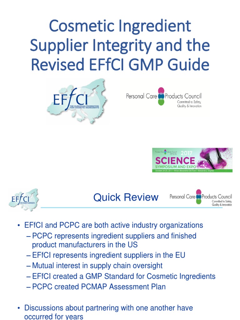 Cosmetic Ingredient Supplier Integrity and The Revised Effci GMP Guide ...