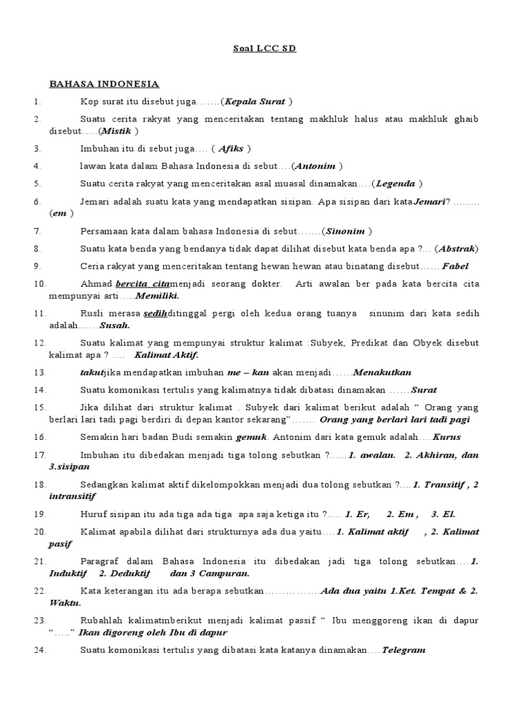 Soal LCC SD | PDF