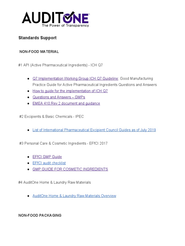 Standards Support: Q7 Implementation Working Group ICH Q7 Guideline ...