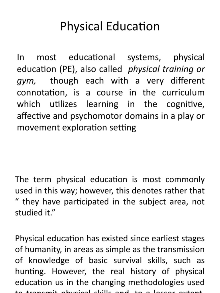 Physical Education: Gym, Though Each With A Very Different | PDF ...