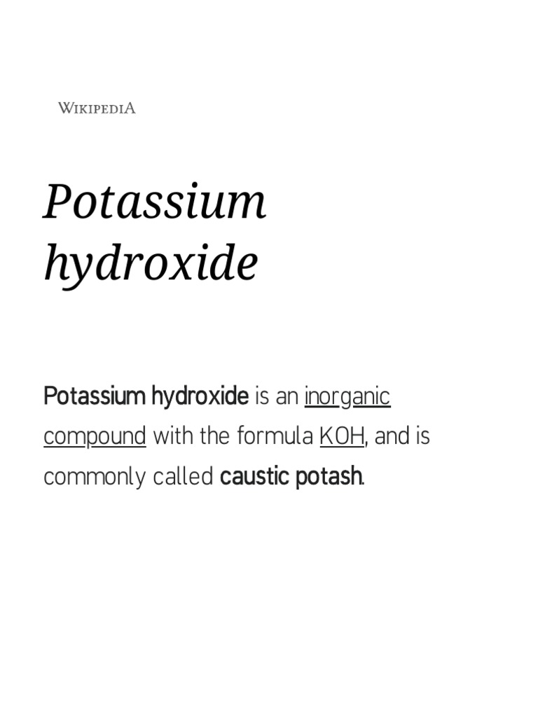 Potassium Hydroxide: Properties & Formula | PDF | Atoms | Physical ...