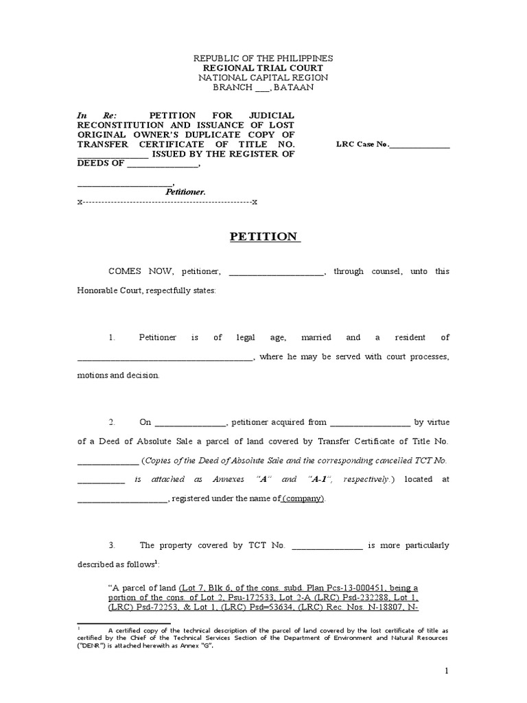 Petition: in Re: Petition For Judicial | PDF | Title (Property) | Deed