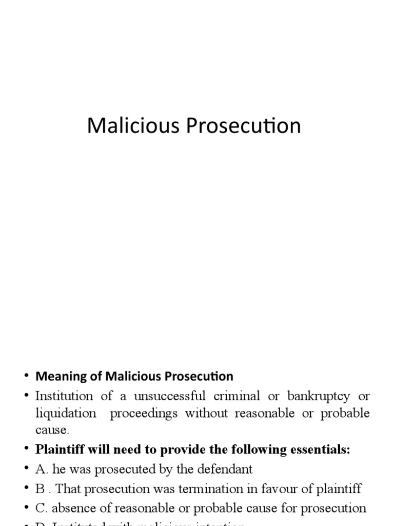 Malicious Prosecution | PDF | Prosecutor | Damages