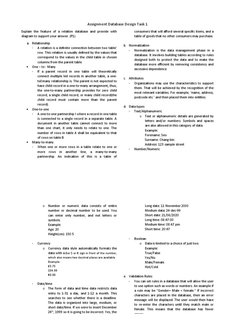 Assignment Database Design Task 1 | PDF | Relational Database | Database Design