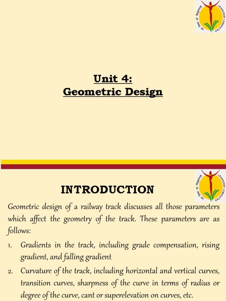 Unit 4: Geometric Design | PDF | Track (Rail Transport) | Rail Transport