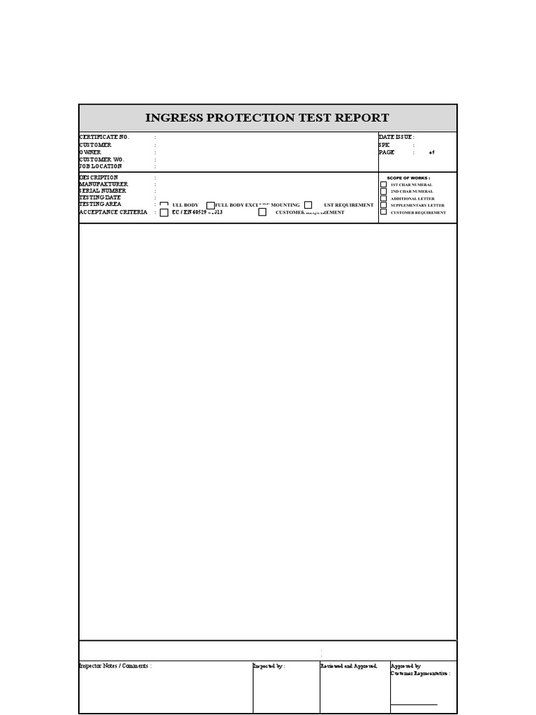 7.3 IP 01 Ingress Protection Form | PDF | Applied And Interdisciplinary ...