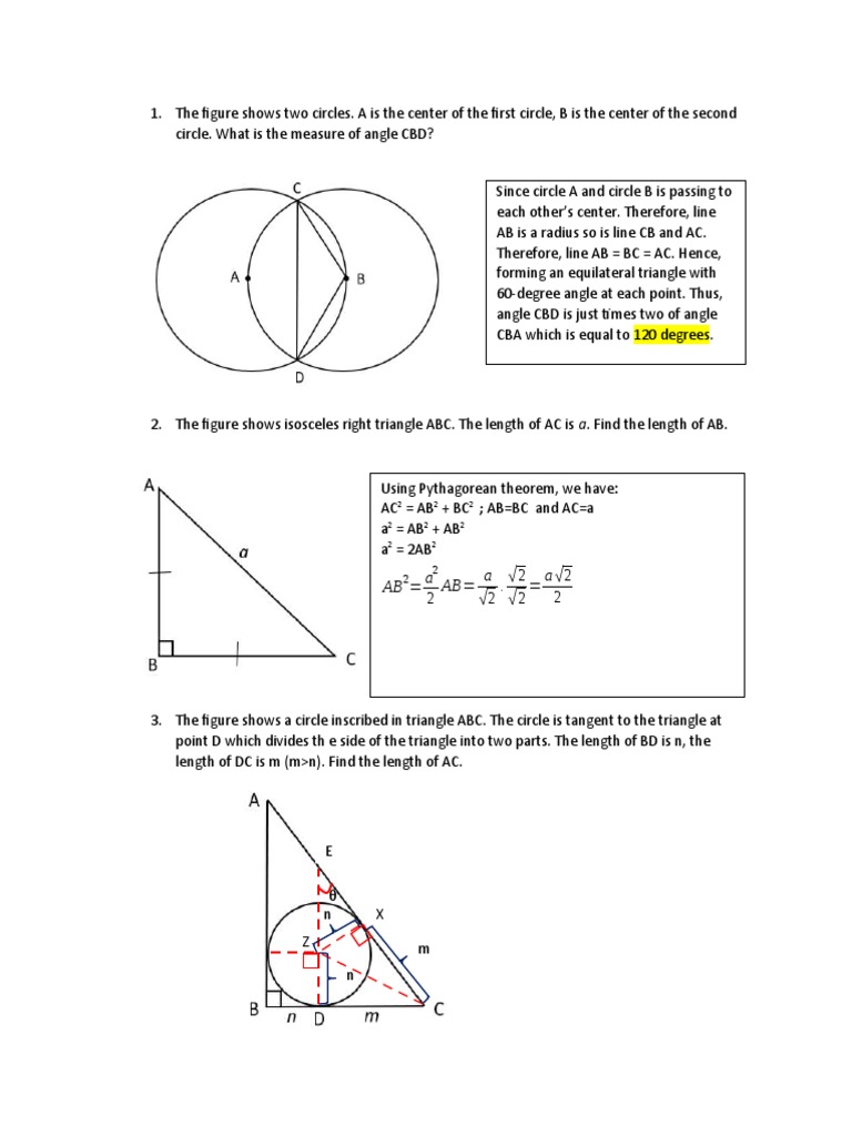 Geometry 2 Solutions | Download Free PDF | Triangle | Circle