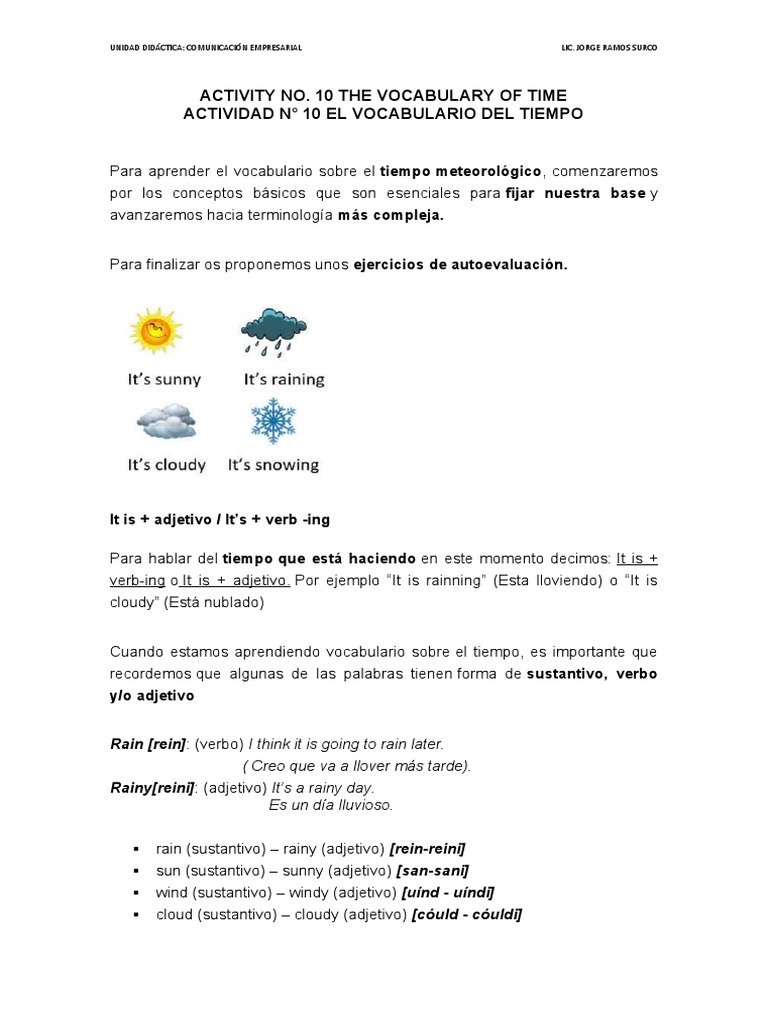 El Vocabulario en El Tiempo | PDF | Ciclones tropicales | Desastres ...