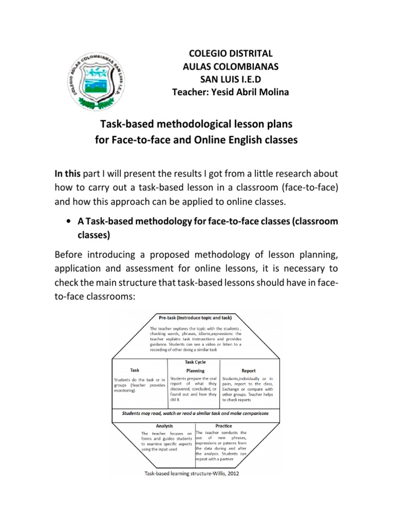 Task-Based Approach For Online Classes | Download Free PDF ...