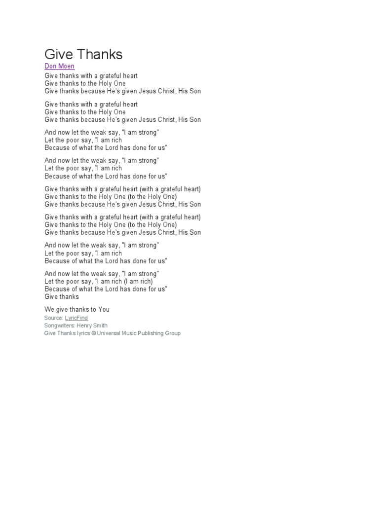 Give Thanks: Don Moen | PDF