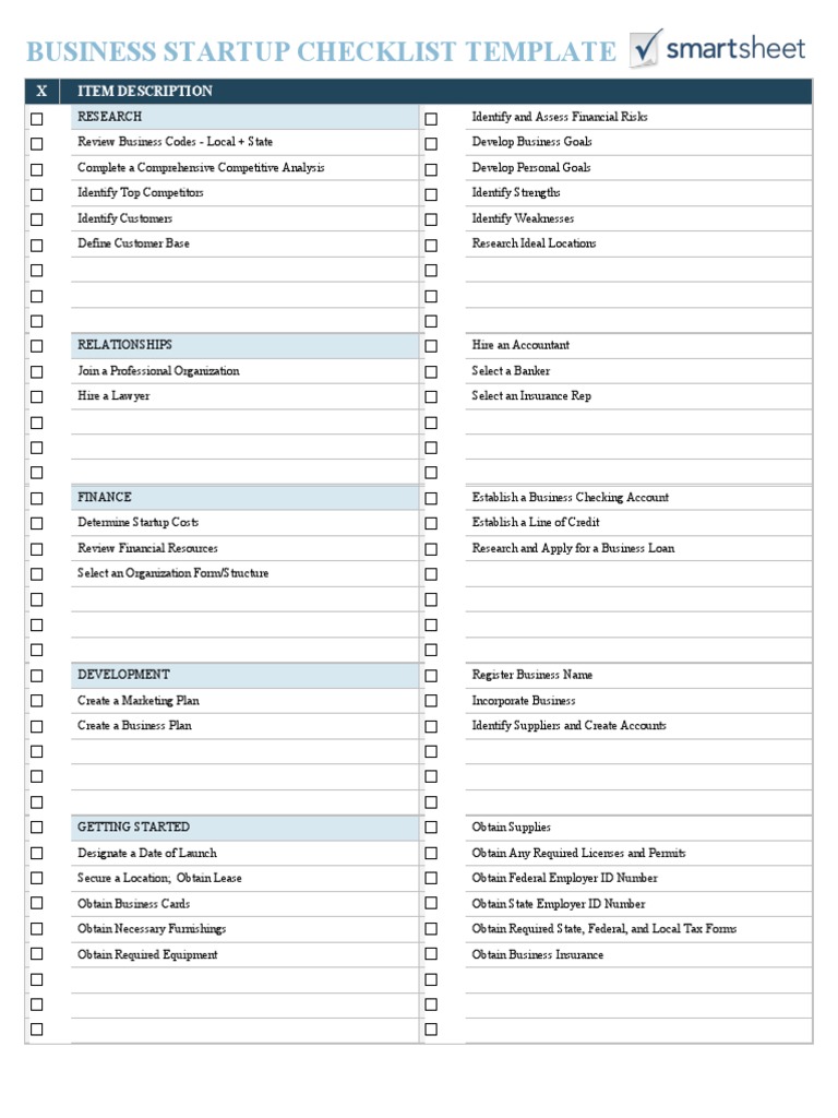 IC Startup Templates Business Startup Checklist Template | PDF