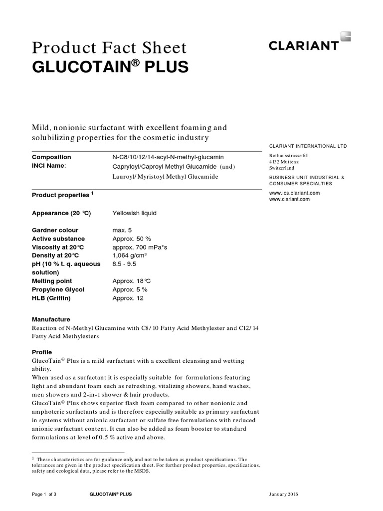 GlucoTain Plus | PDF | Surfactant | Materials